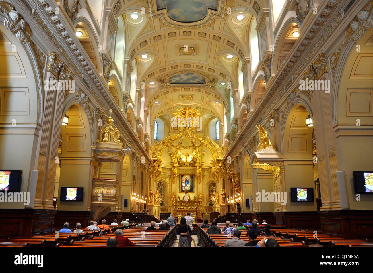Interior of Notre-Dame de Quebec Basilica Cathedral in Old Quebec City ...