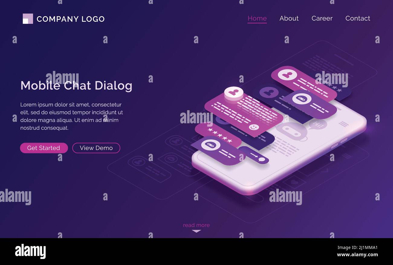 Mobile chat dialog application interface. UI UX design of messenger app ...