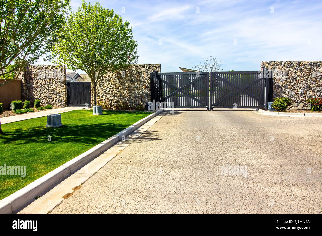 Pedestrian And Exit Security Gates At Home Subdivision Stock Photo - Alamy