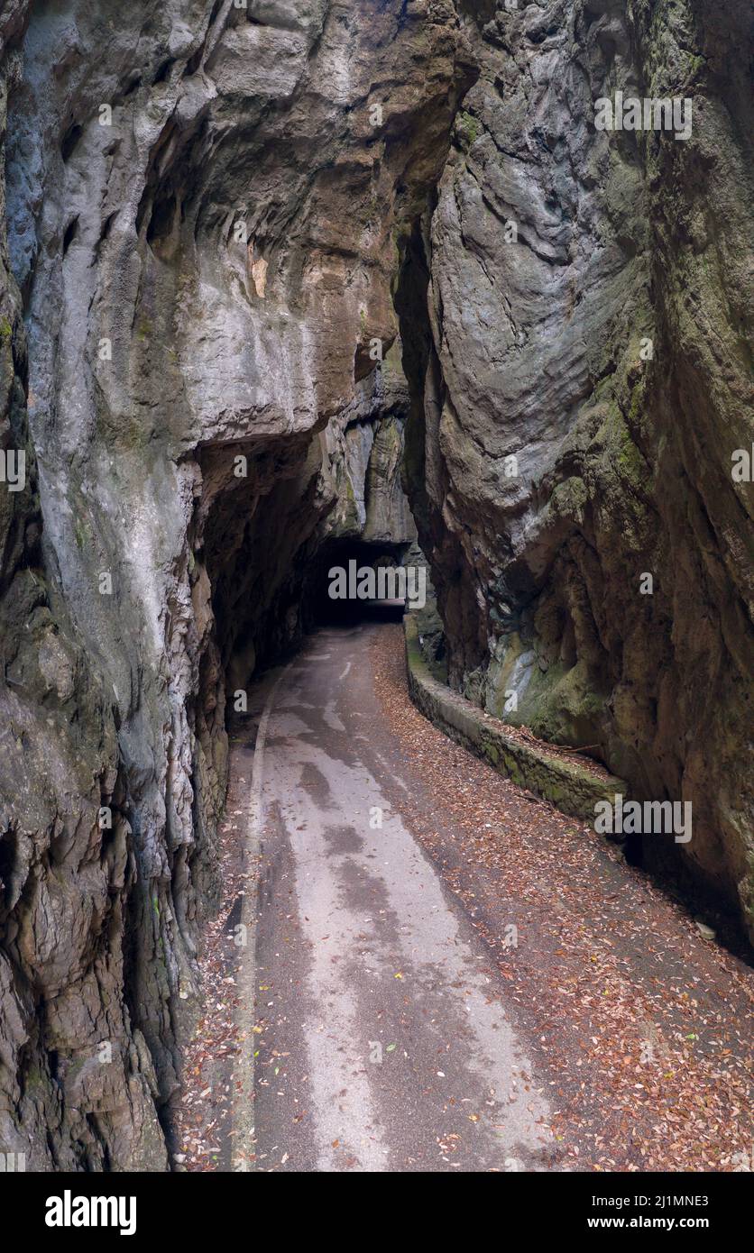View of Strada della Forra, Tremosine, Lake Garda, Lombardy, Italy ...