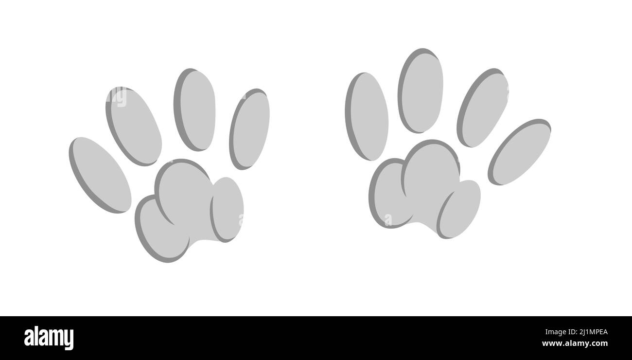 Animal pawprints. Sketch footprints of a rabbit, bunny, cat or dog ...