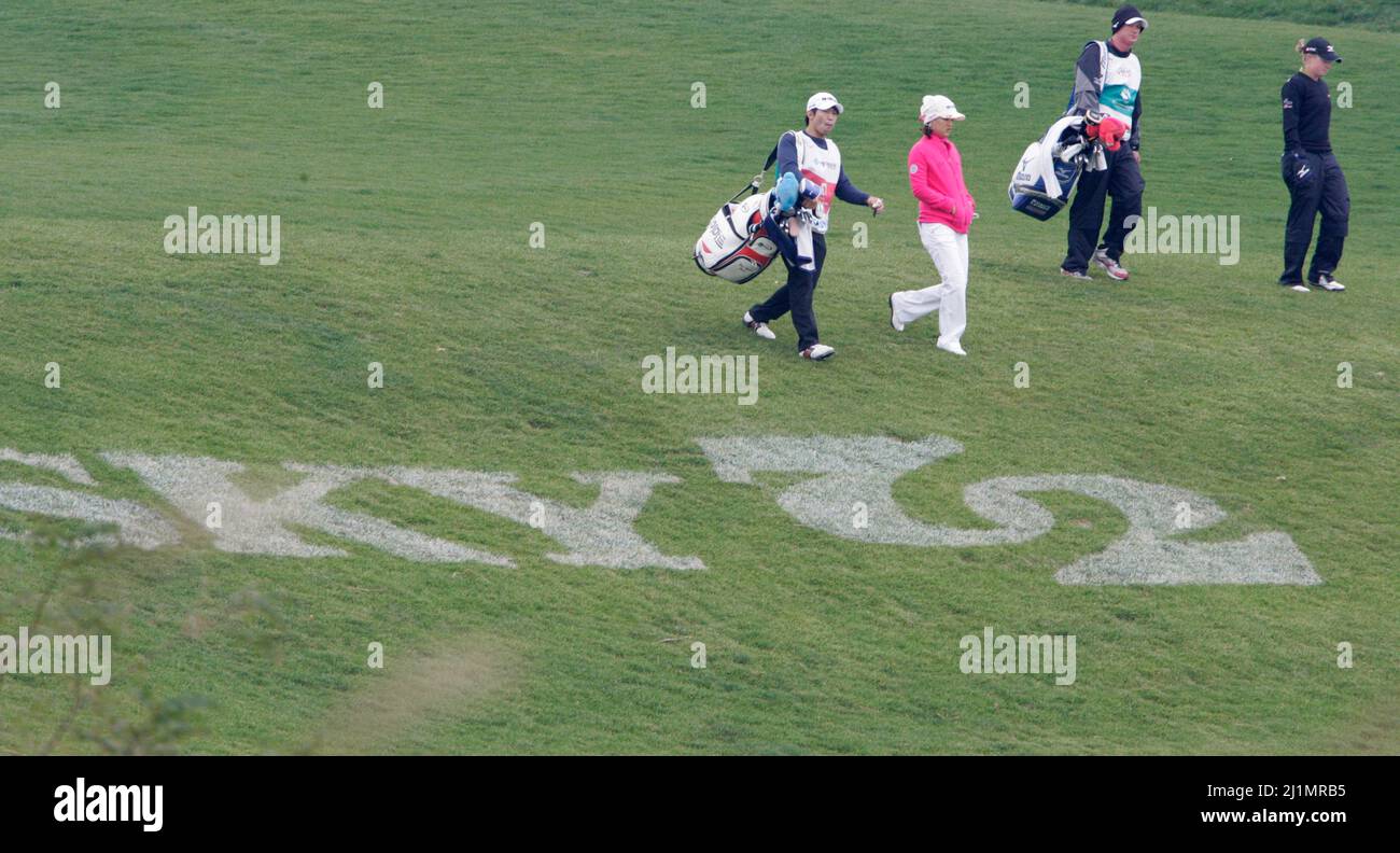 Nov 1, 2009-Incheon, South Korea-Game players on the 7th hole during ...