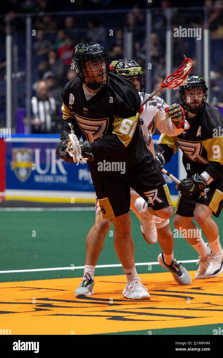 March 26, 2022: Rochester Knighthawks forward Charlie Bertrand (61 ...