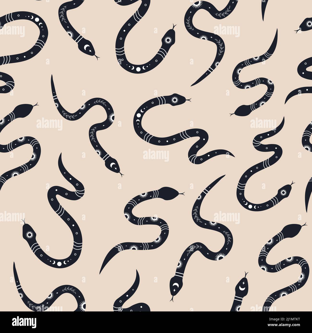 Seamless pattern with boho magic snake. Mystical symbol in a trendy ...