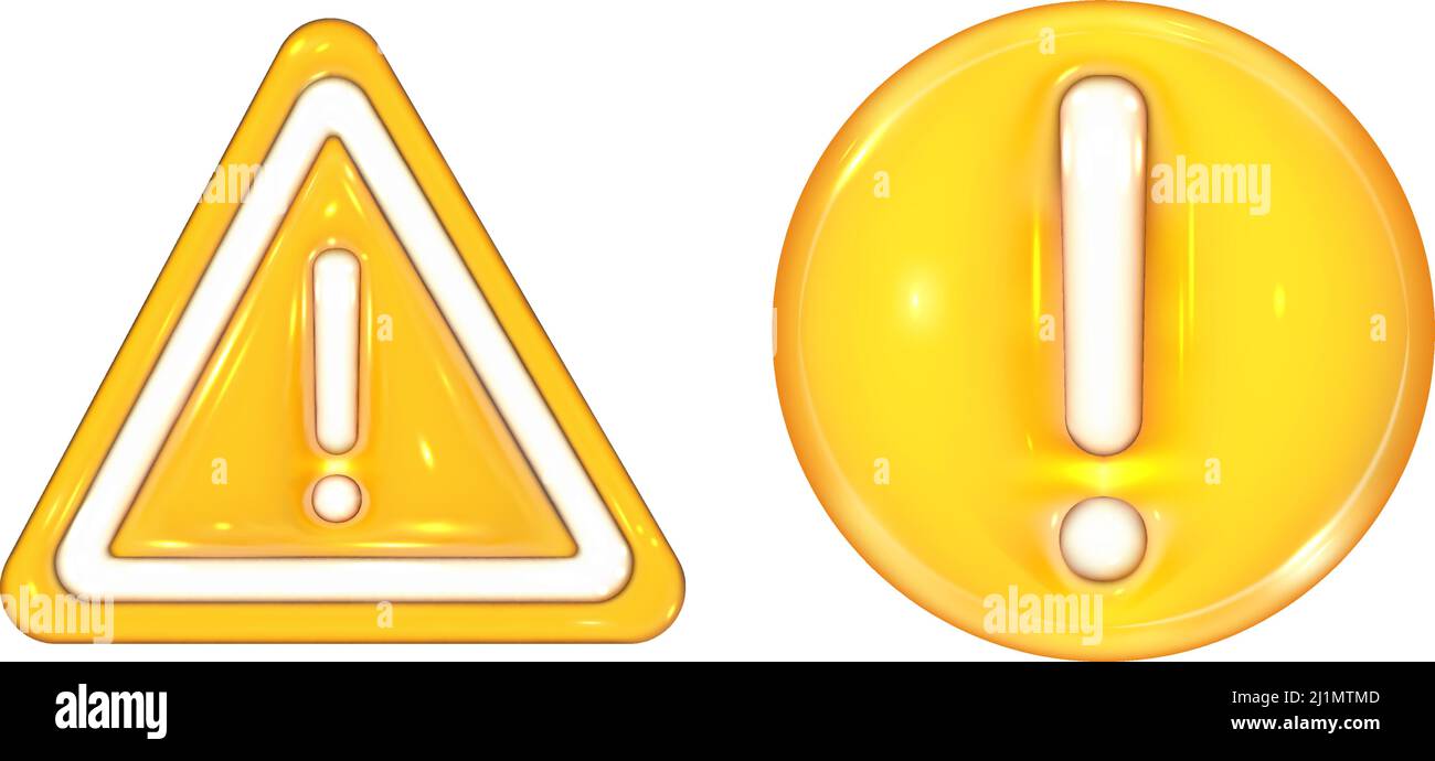 Caution signs 3d set. Hazard warning circle and triangle stickers ...