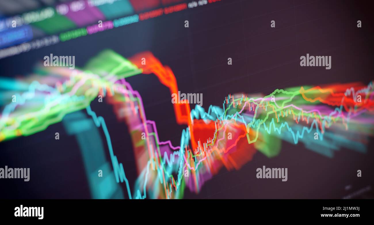 Economic graph with diagrams on the stock market, for business and ...