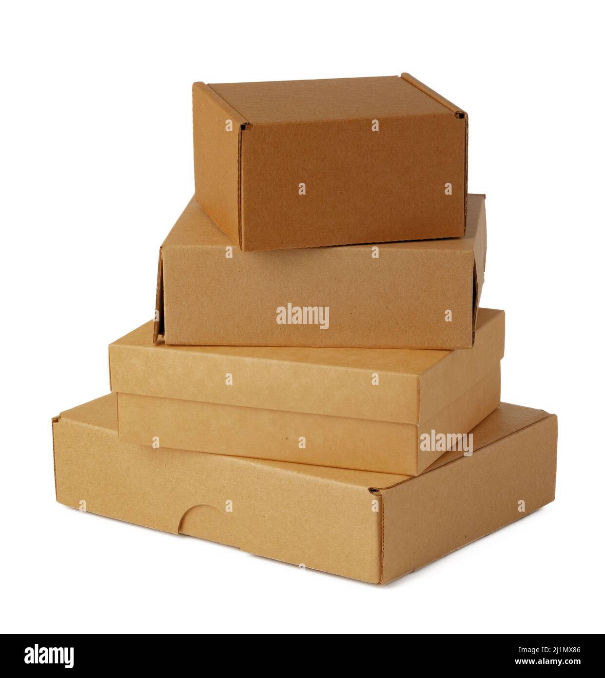 Craft cardboard boxes isolated on white background Stock Photo - Alamy