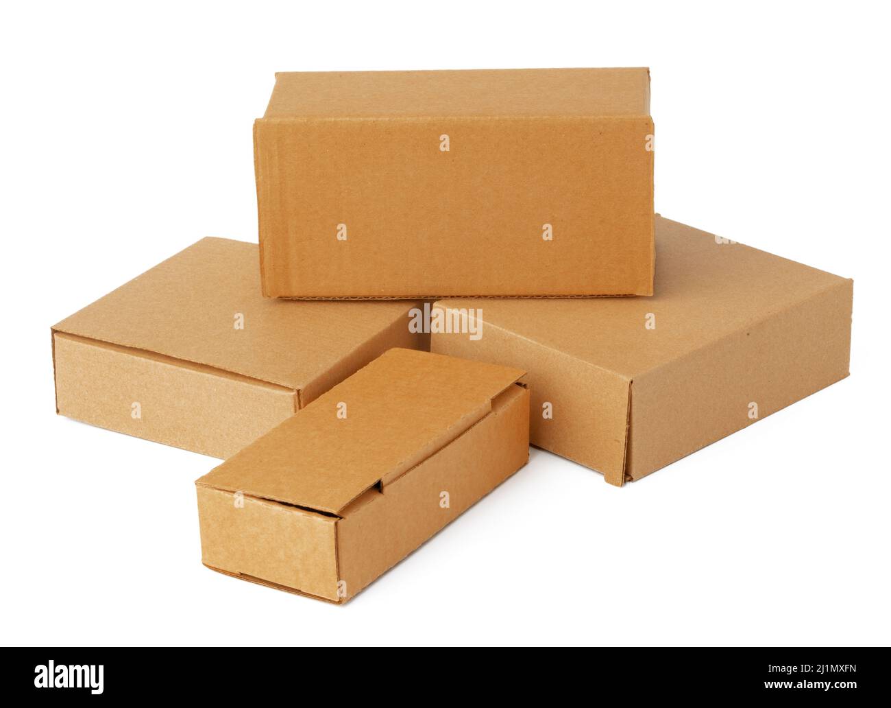 Craft cardboard boxes isolated on white background Stock Photo - Alamy