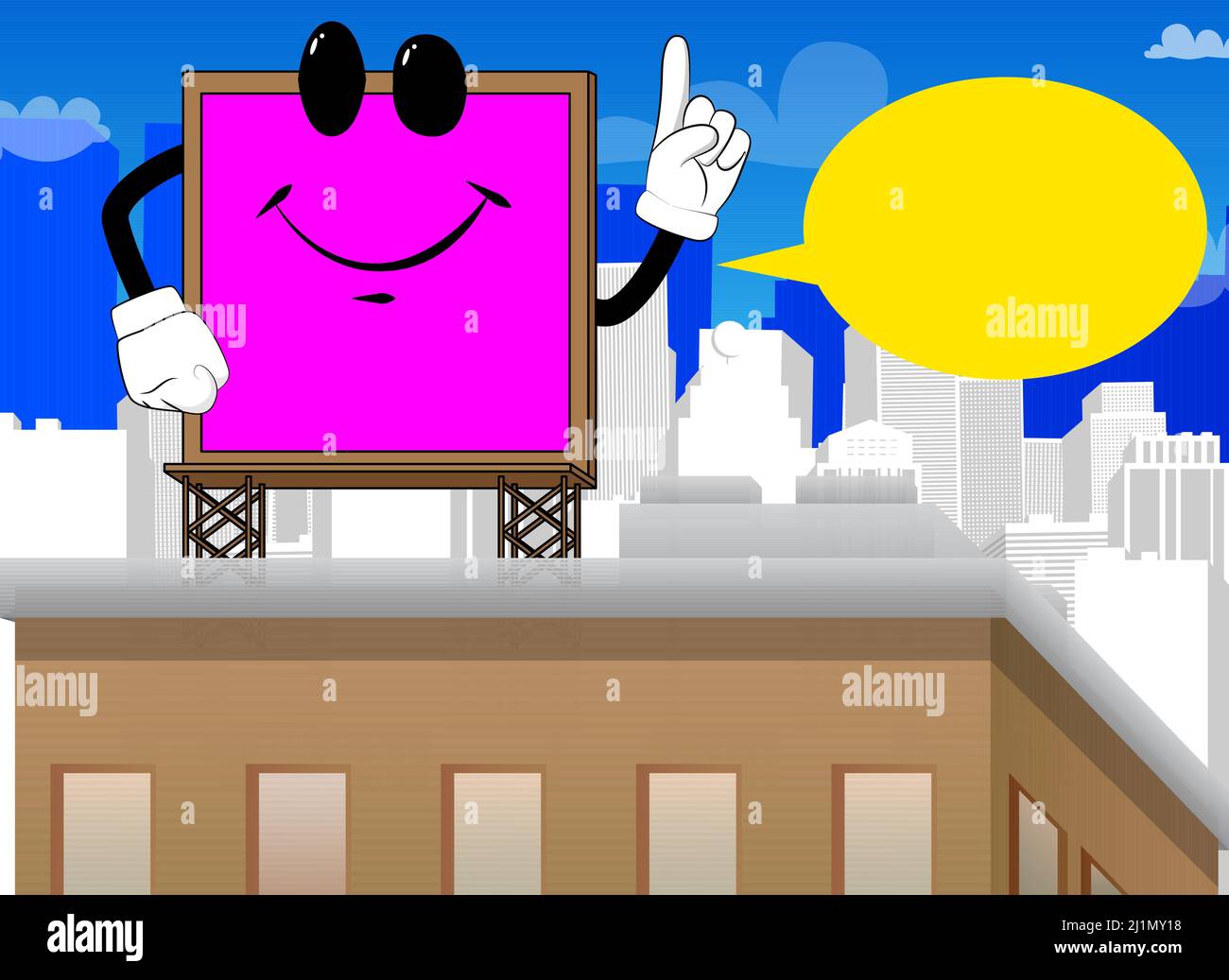 Billboard making a point. Cute cartoon advertisement sign, banner ...