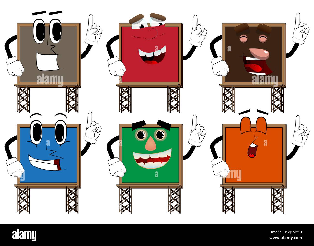 Billboard making a point. Cute cartoon advertisement sign, banner ...