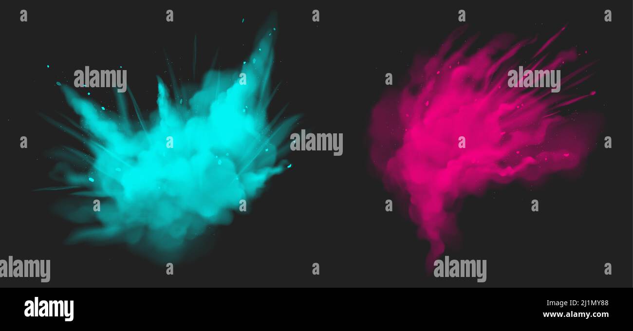 Holi paint powder color explosion realistic vector illustration. Blue ...