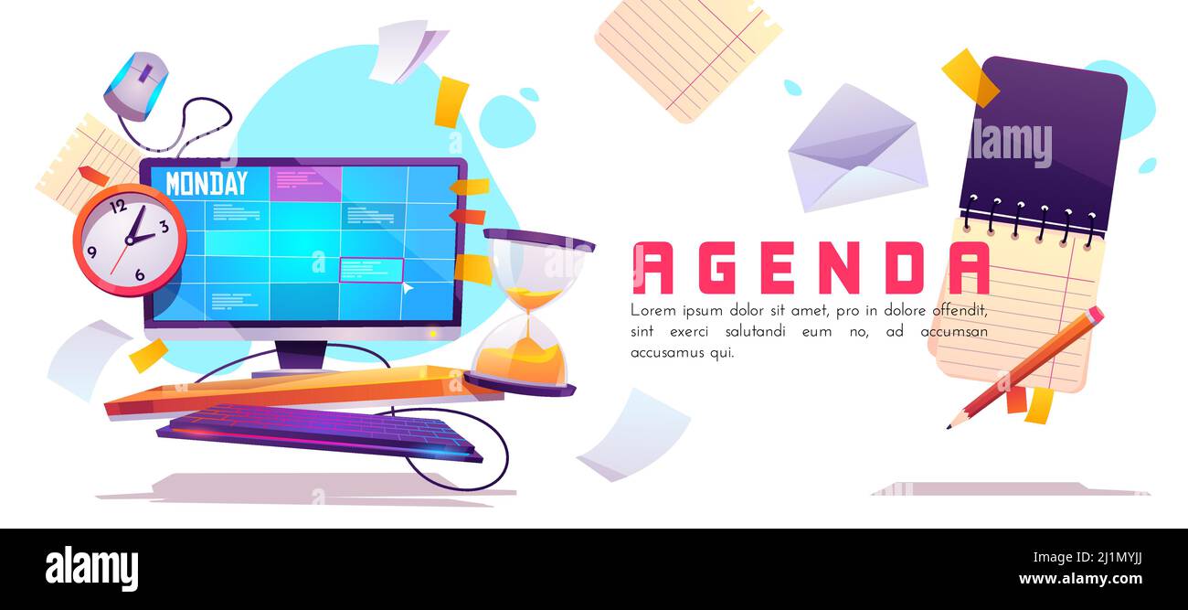 Agenda banner. Schedule planner, appointment events and daily work ...