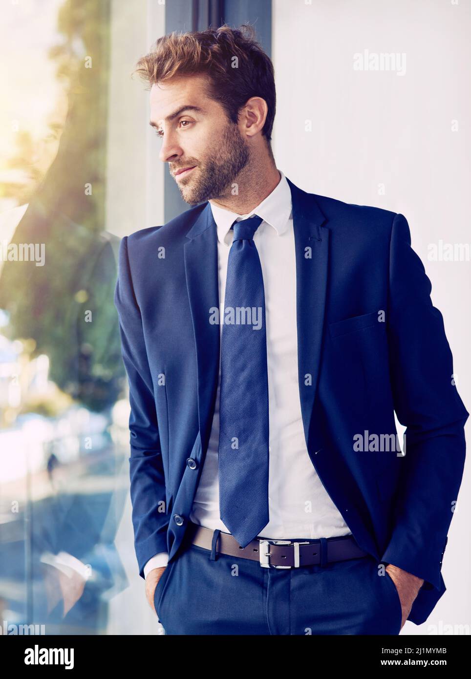Without a goal, you cant score. Shot of a businessman looking out his ...