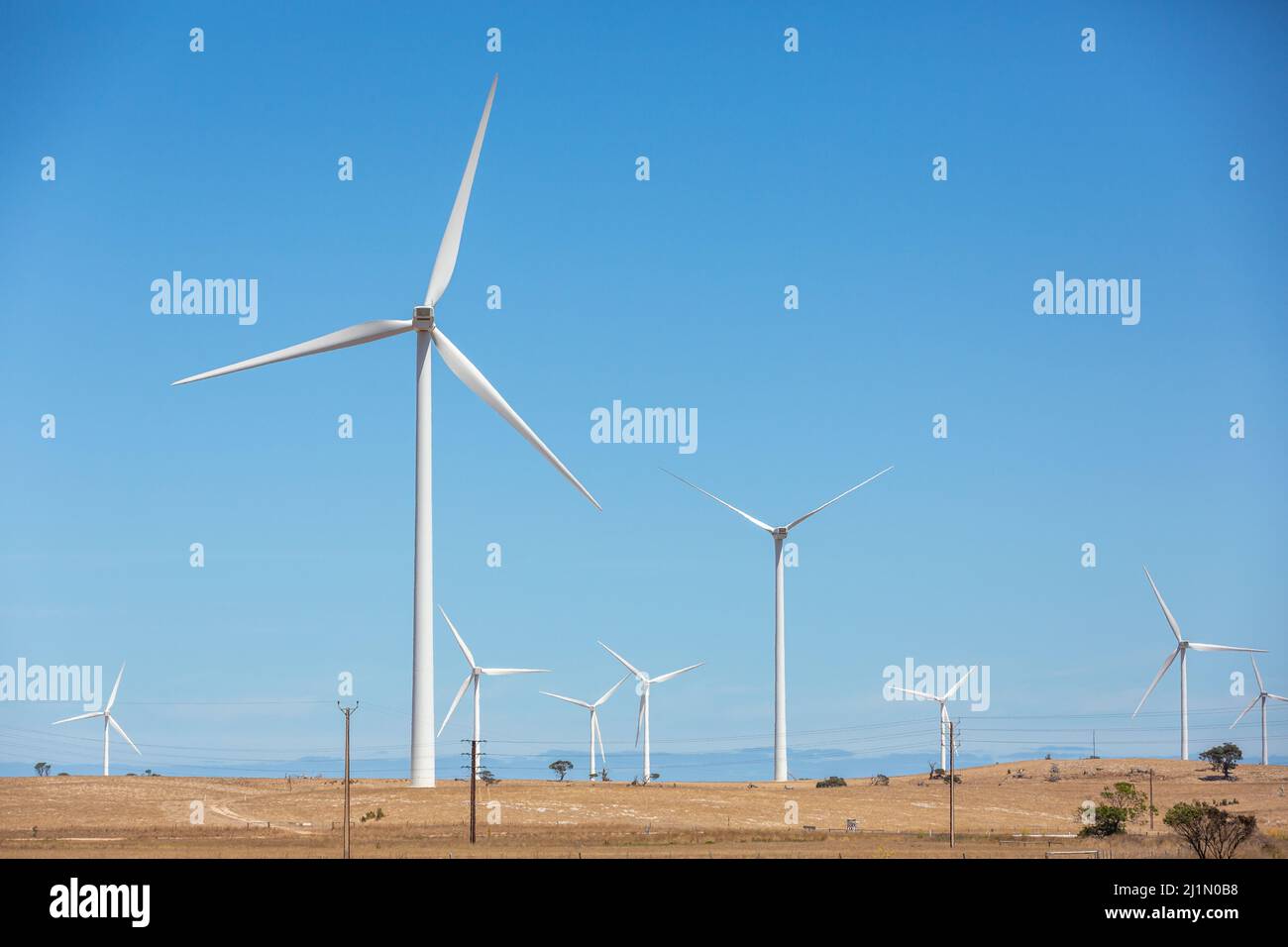 Lake Bonney wind turbine farm located in southeast South Australia ...