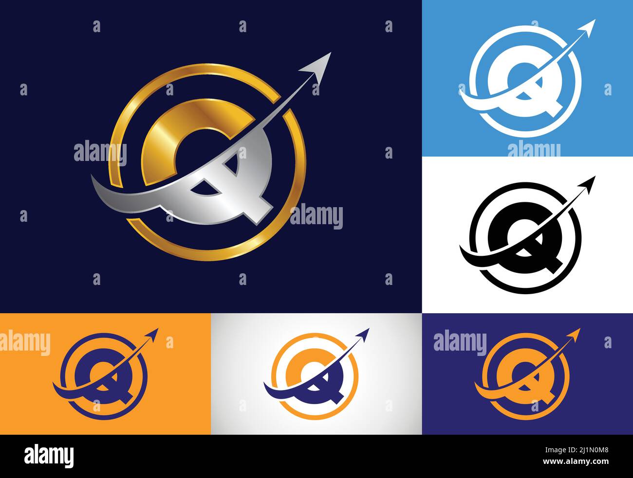 Initial Q monogram alphabet symbol design incorporated with the arrow ...