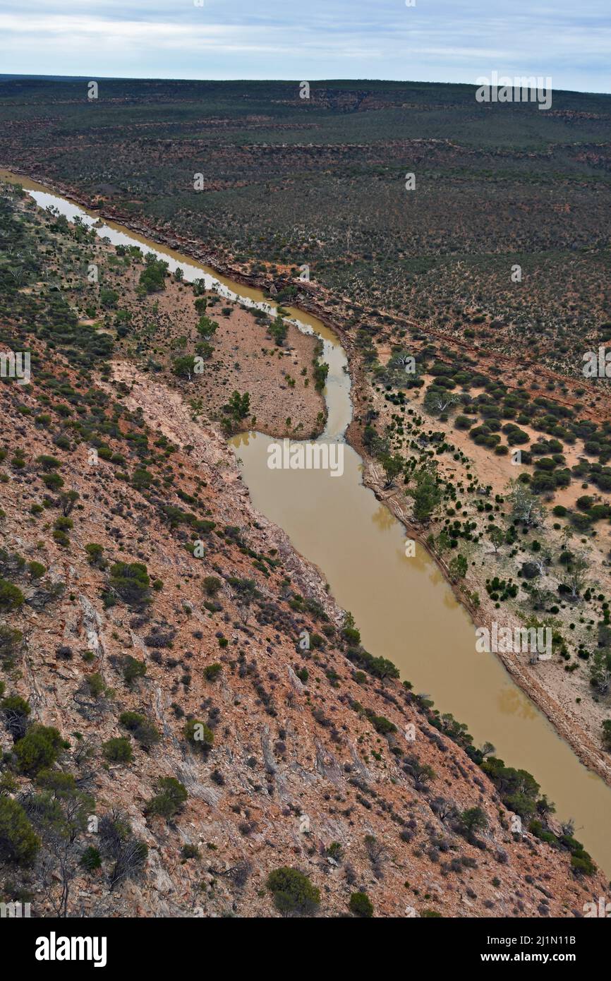 View of Murchison River gorge from Kalbarri skywalk Western Australia ...