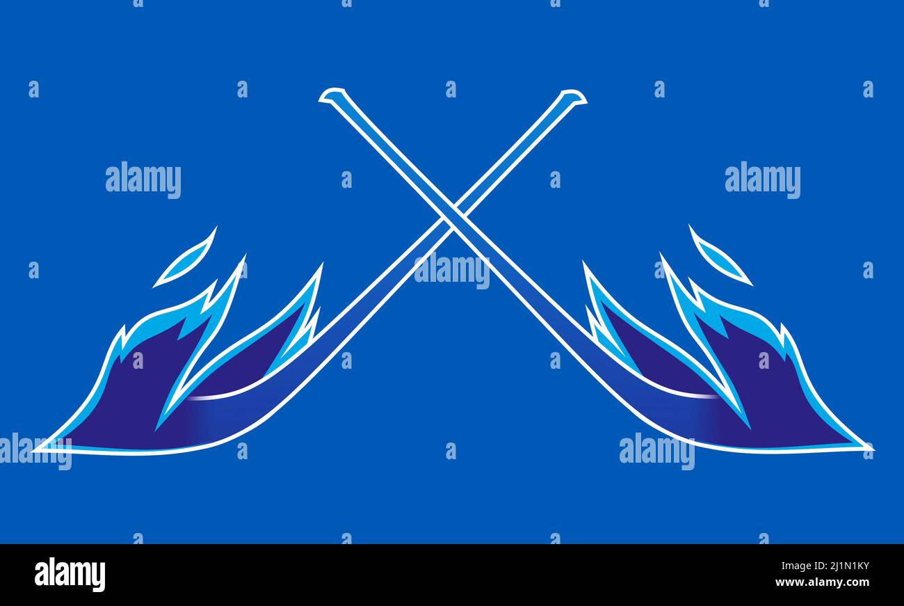 Hot hockey stick in blue fires flame Stock Photo - Alamy