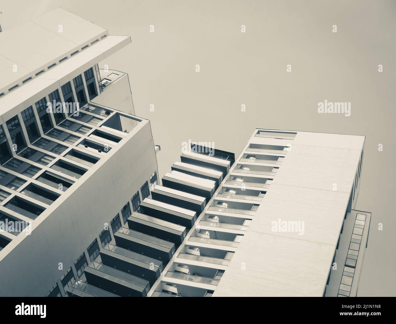 Monochrome image of a modern multistory residential building Stock ...