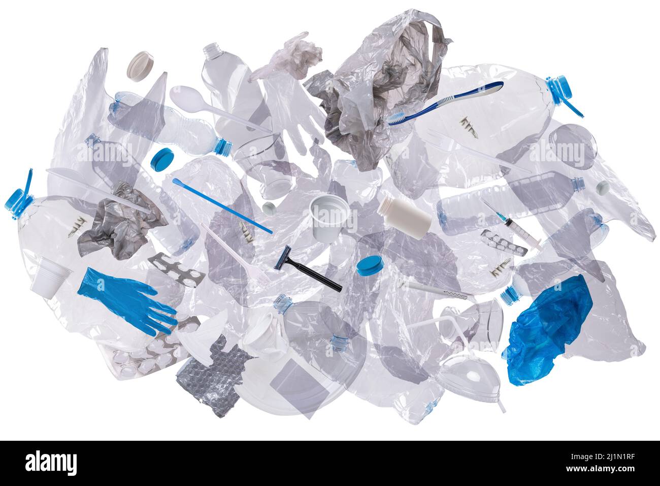 Used plastic waste isolated on white background Stock Photo - Alamy