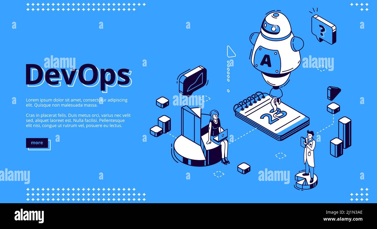 Devops isometric landing page, development and operation specialists ...