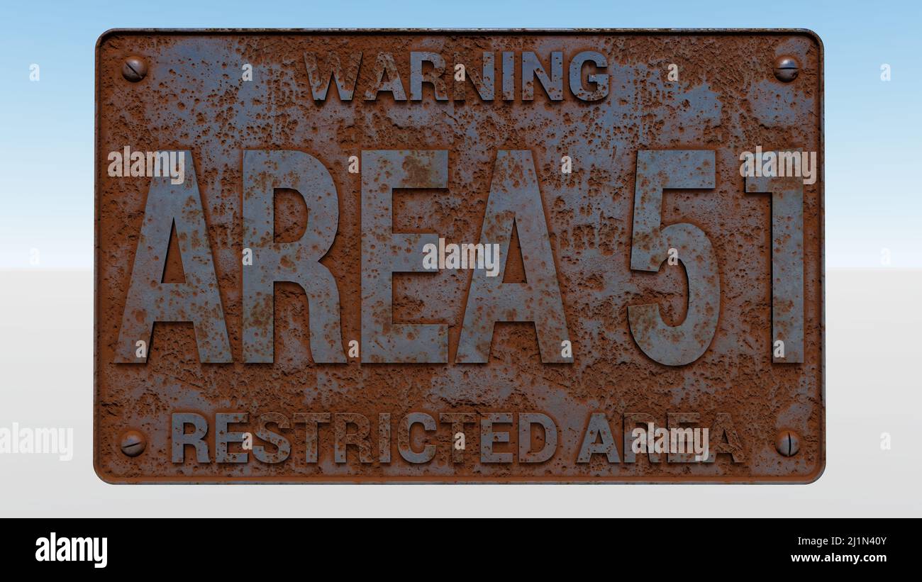 Area 51 rusty sign isolated on white 3D rendering Stock Photo - Alamy