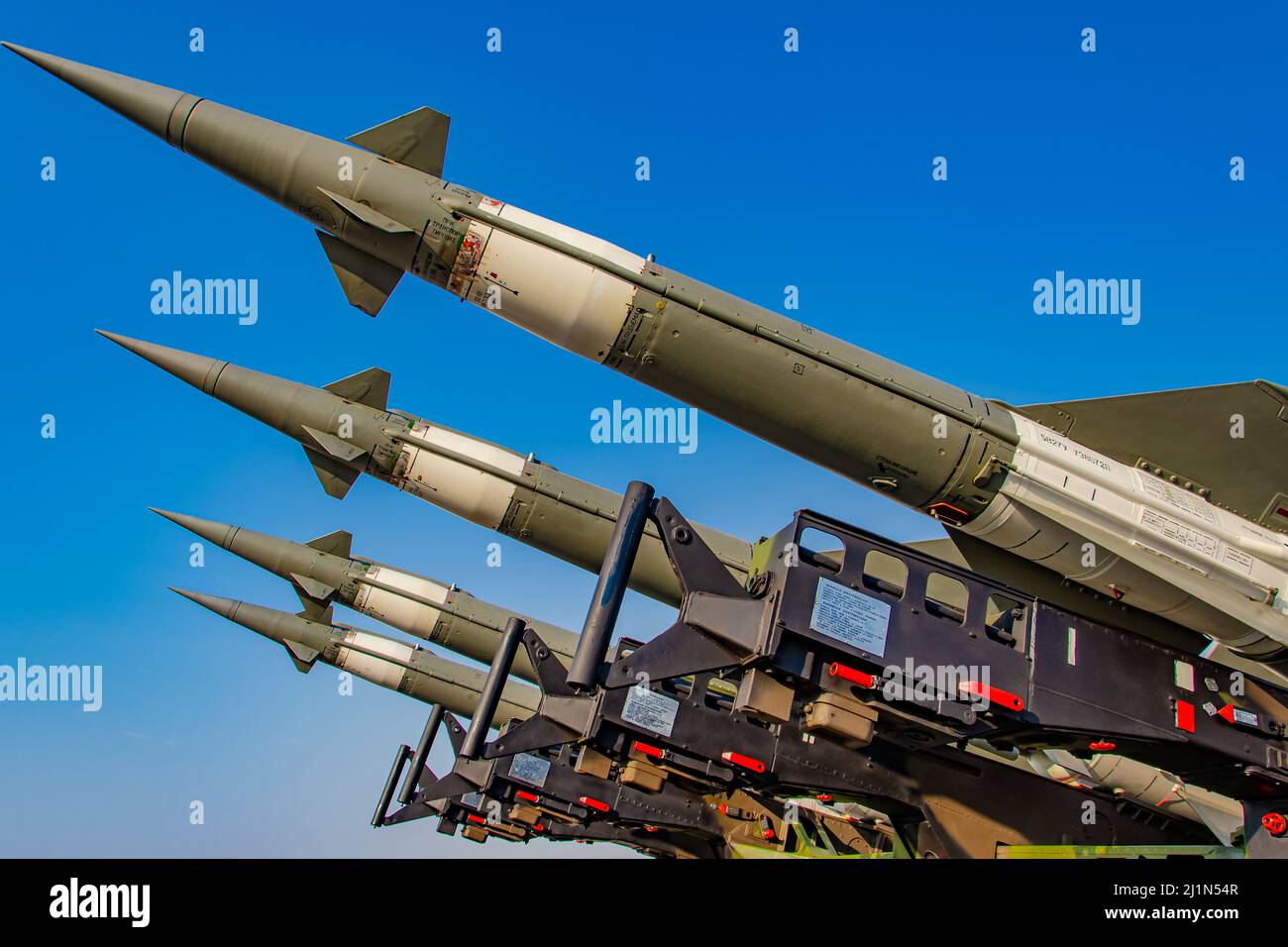 Russian V-600 surface to air missiles on the S-125 quadruple launcher ...