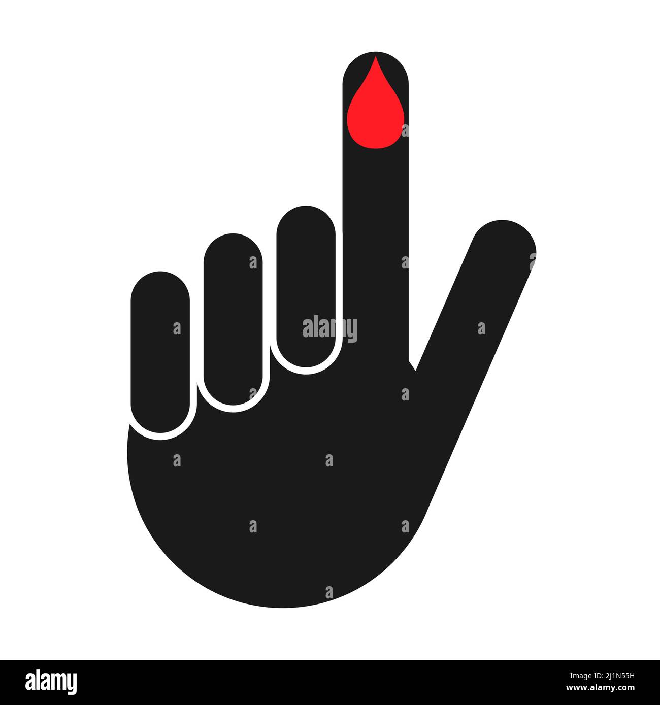 Hand finger with drop blood icon, medical health test symbol, control ...