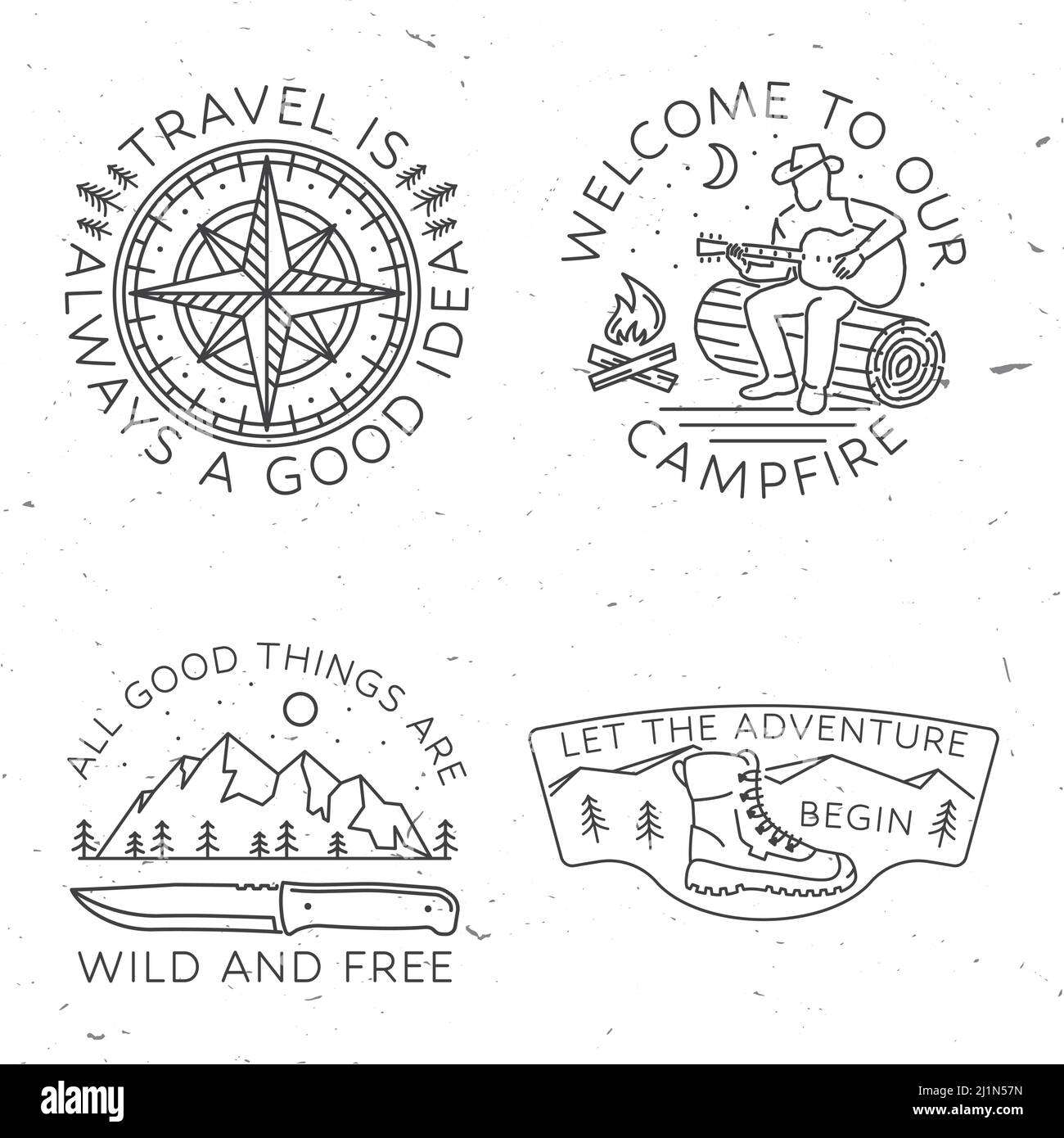 Welcome to our campfire. Vector illustration. Concept for shirt or logo ...