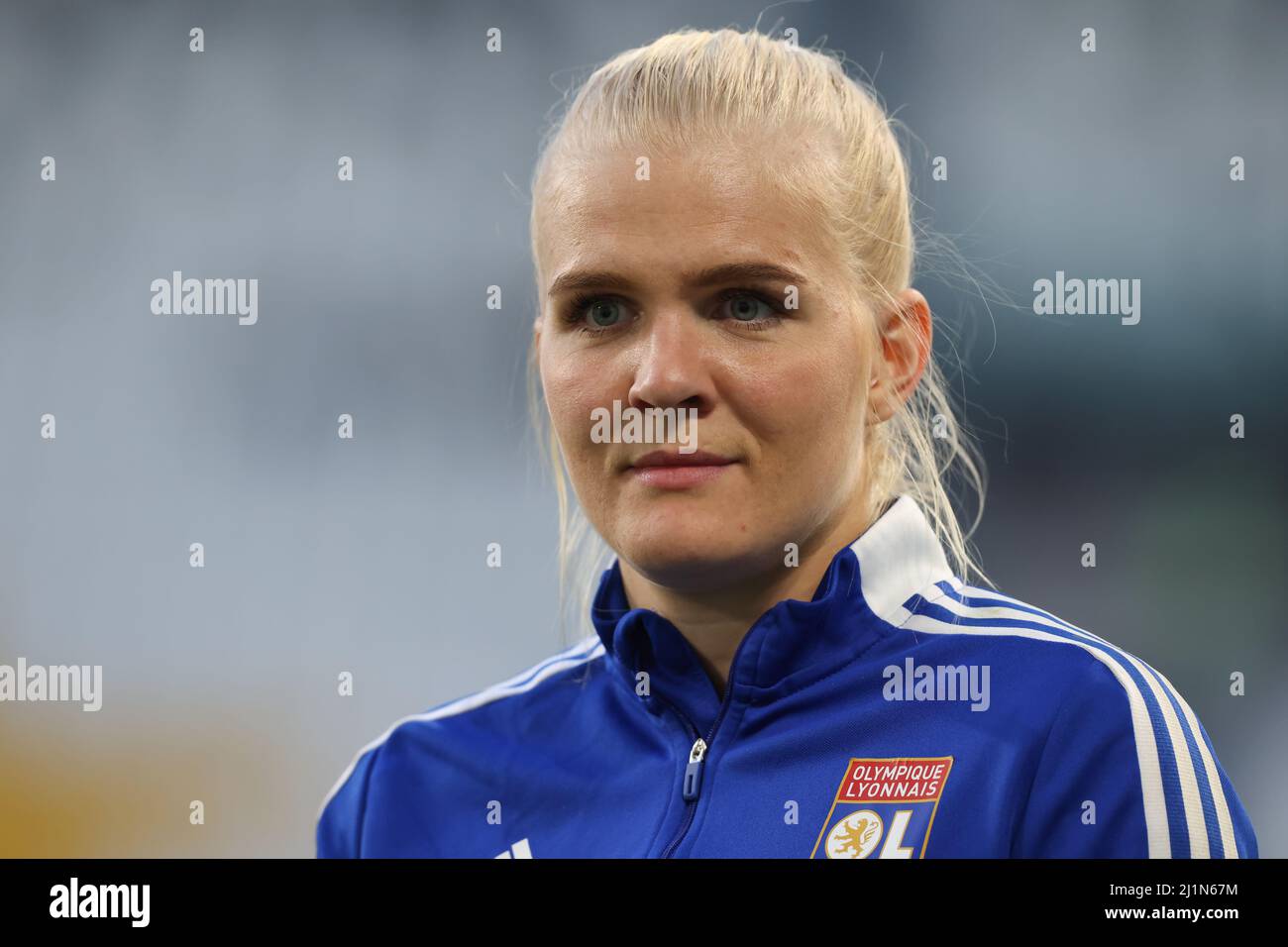 Turin, Italy, 23rd March 2022. Emma Holmgren of Lyon looks on during ...