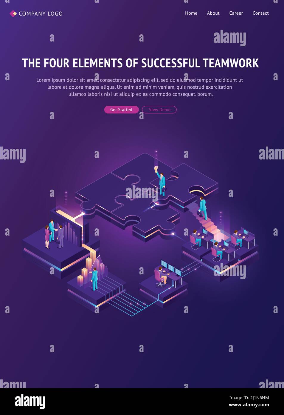 Four elements of successful teamwork banner. Vector infographic of ...