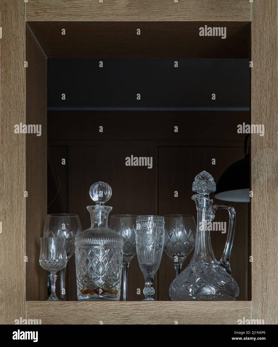 Traditional wine glass pitcher with Wine glass and Crystal decanter and ...