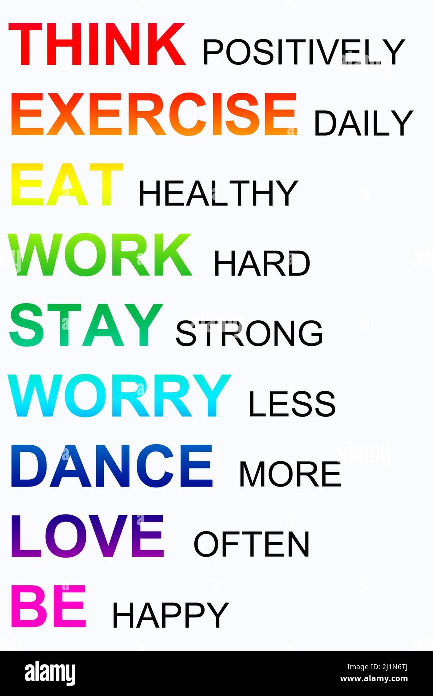 Think positive exercise eat hi-res stock photography and images - Alamy