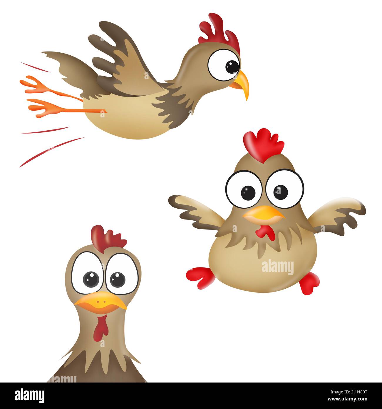 Cartoon illustration with funny chickens - symbol of 2016 year Stock ...