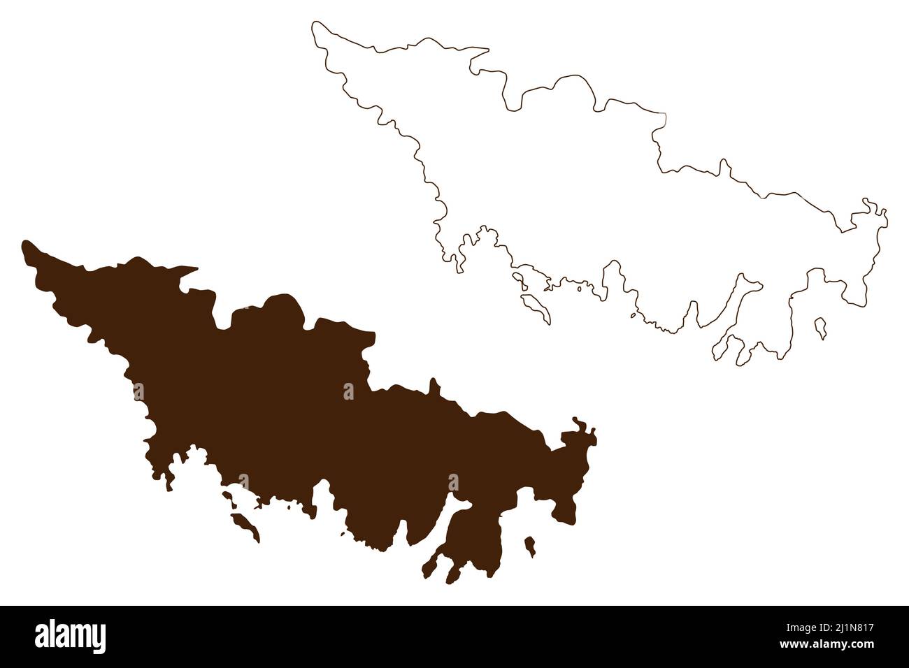 Oinousses island (Hellenic Republic, Greece) map vector illustration ...