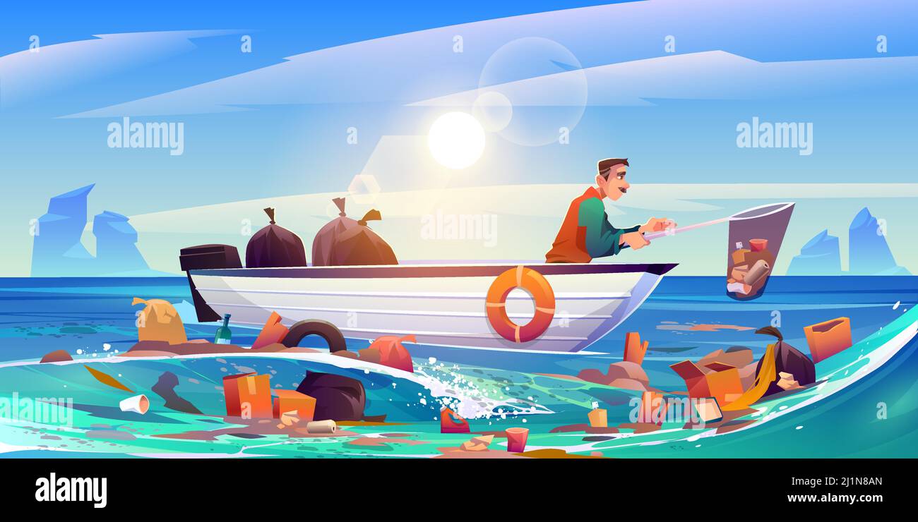 Ocean cleanup boat Stock Vector Images - Alamy