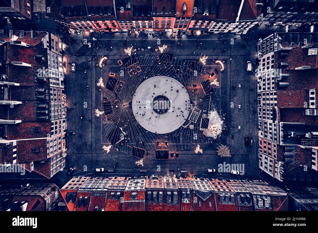 Great panoramic topdown (top down) view on the Old Town Market Square ...