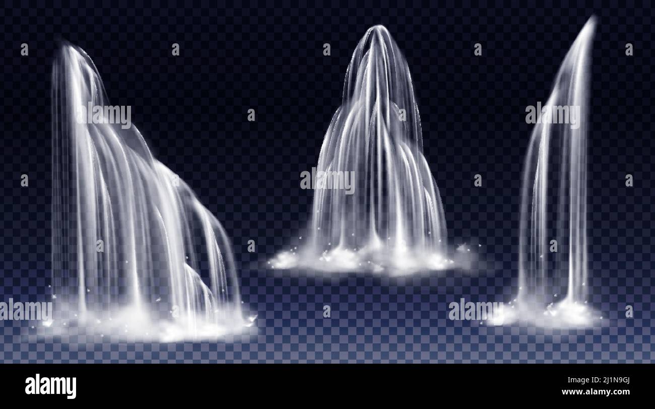 Waterfall cascade, realistic water fall streams of pure liquid jets ...