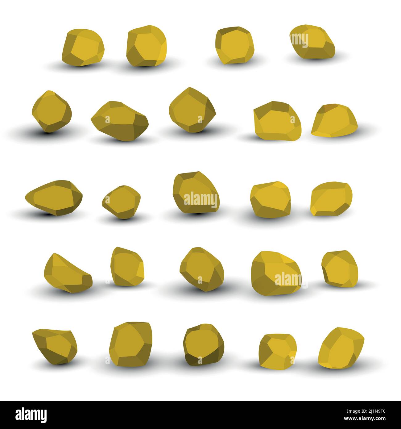 Cartoon stones. Rock stone isometric set. Yellow boulders, natural ...