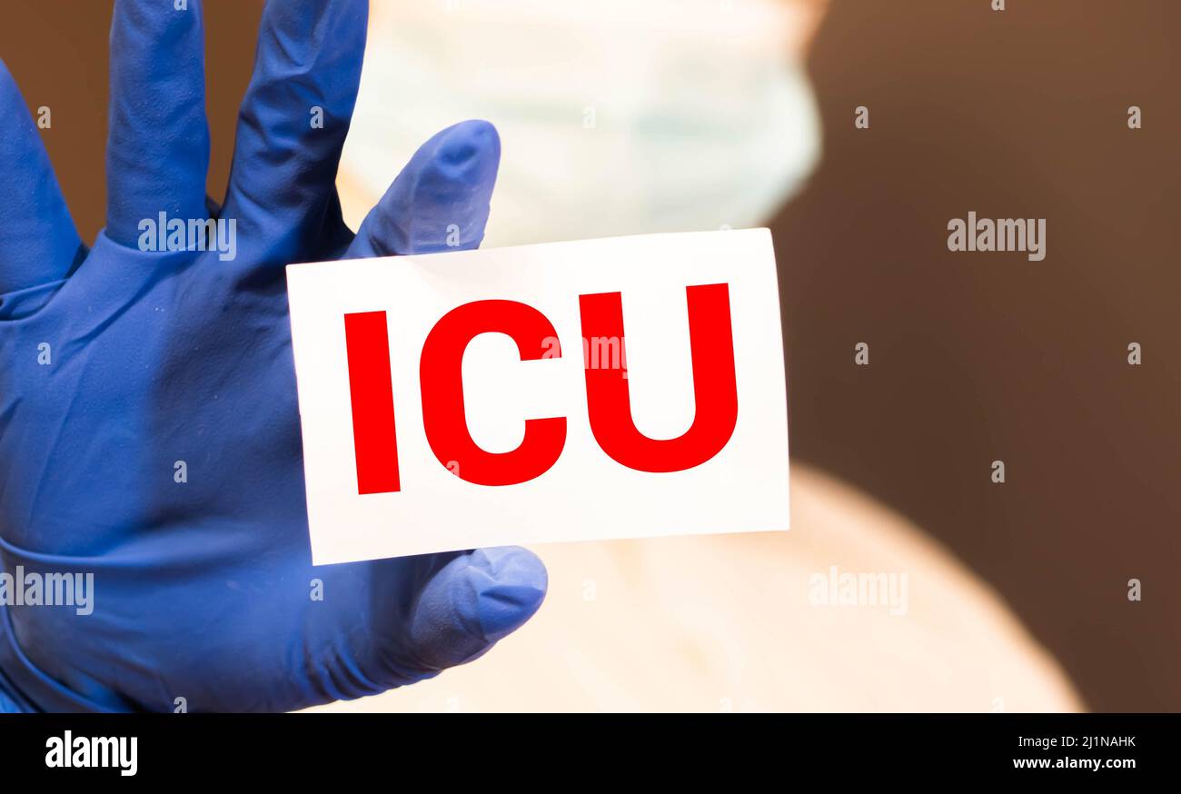 ICU Abbreviation or acronym of intensive care unit in hospital or ...