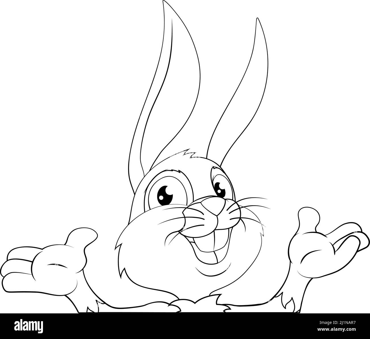 Easter Bunny Rabbit Cartoon Character Peeking Sign Stock Vector Image ...