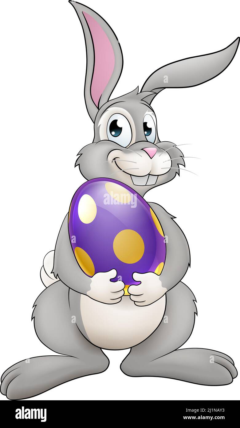 Easter Bunny Cartoon Rabbit With Giant Egg Stock Vector Image & Art - Alamy