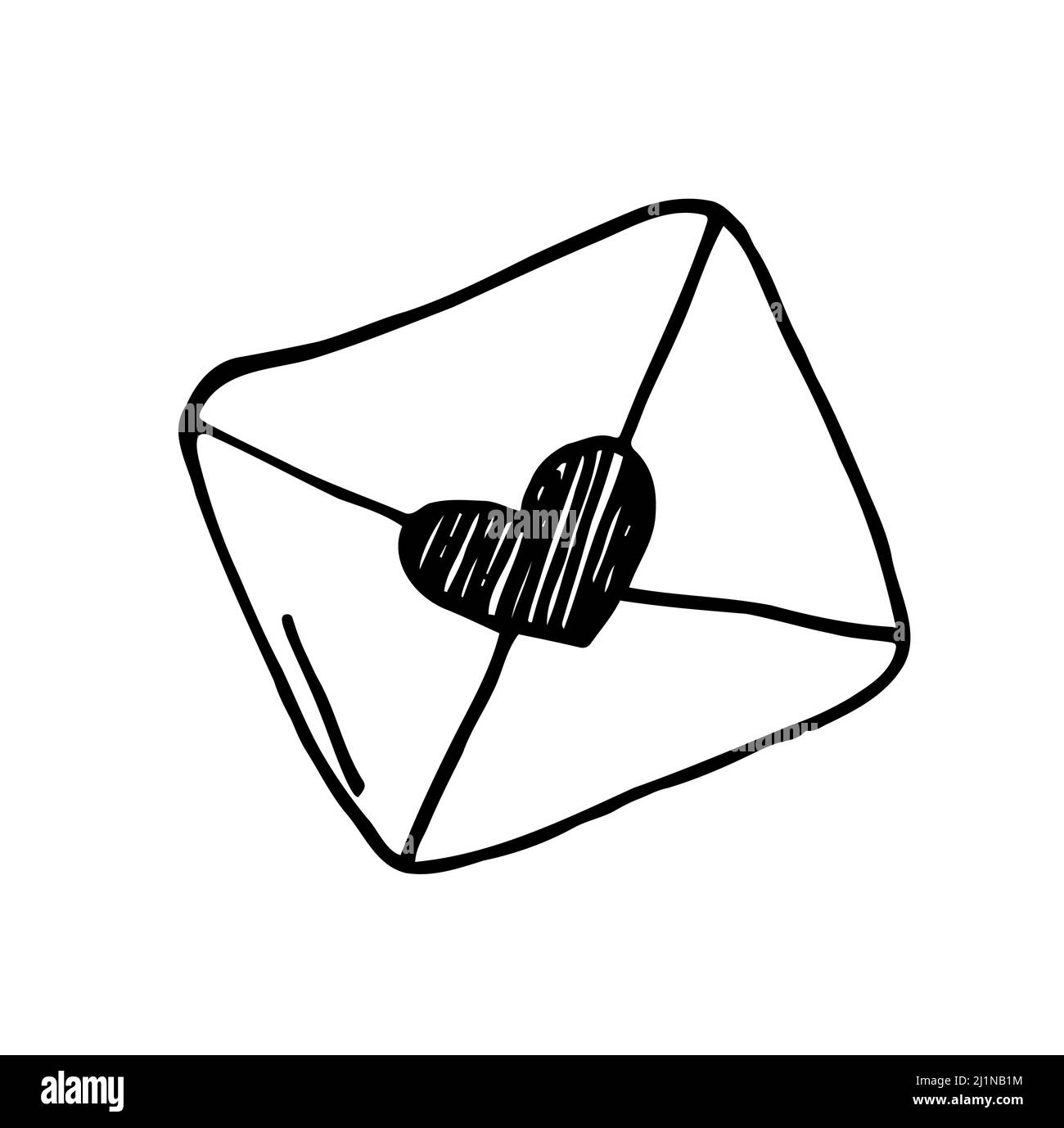 Doodle envelope with heart. Vector illustration Stock Vector Image ...