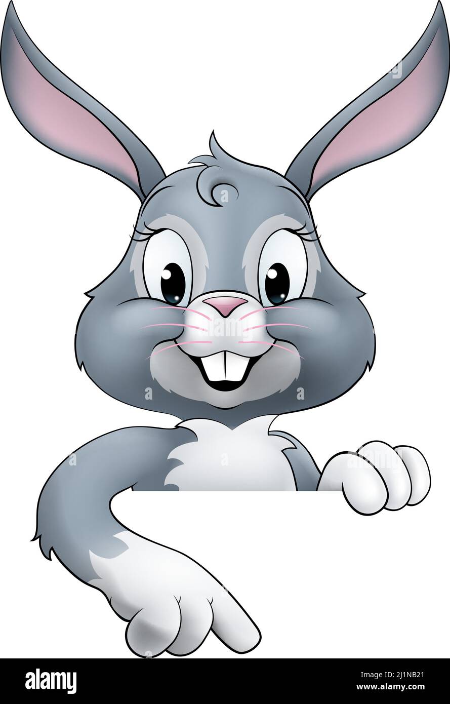 Easter Bunny Rabbit Cartoon Character Peeking Sign Stock Vector Image ...
