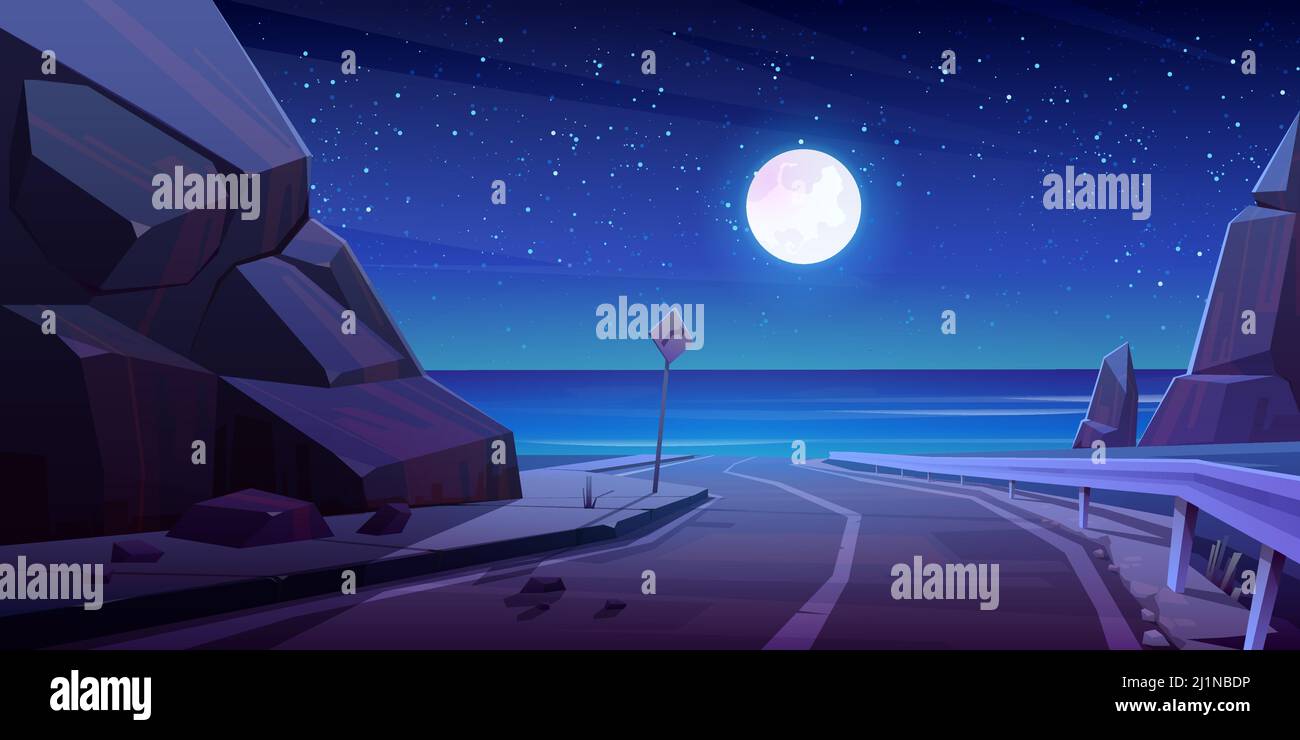 Night seaview Stock Vector Images - Alamy