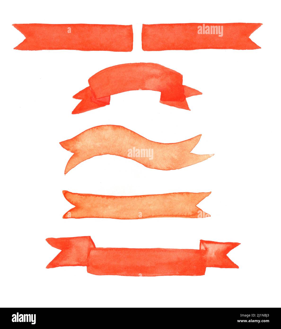 Hand painted watercolor ribbon set Stock Photo - Alamy