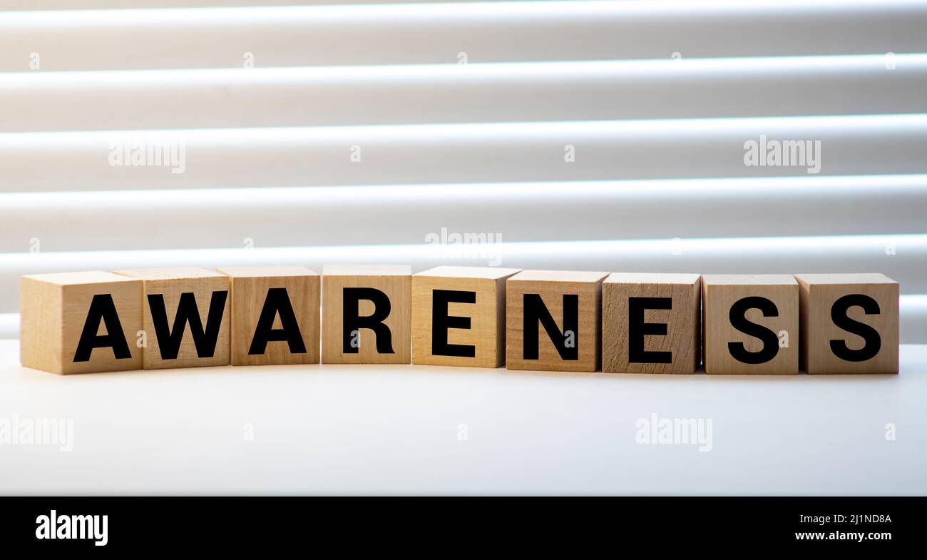 AWARENESS word made with building blocks, concept Stock Photo - Alamy