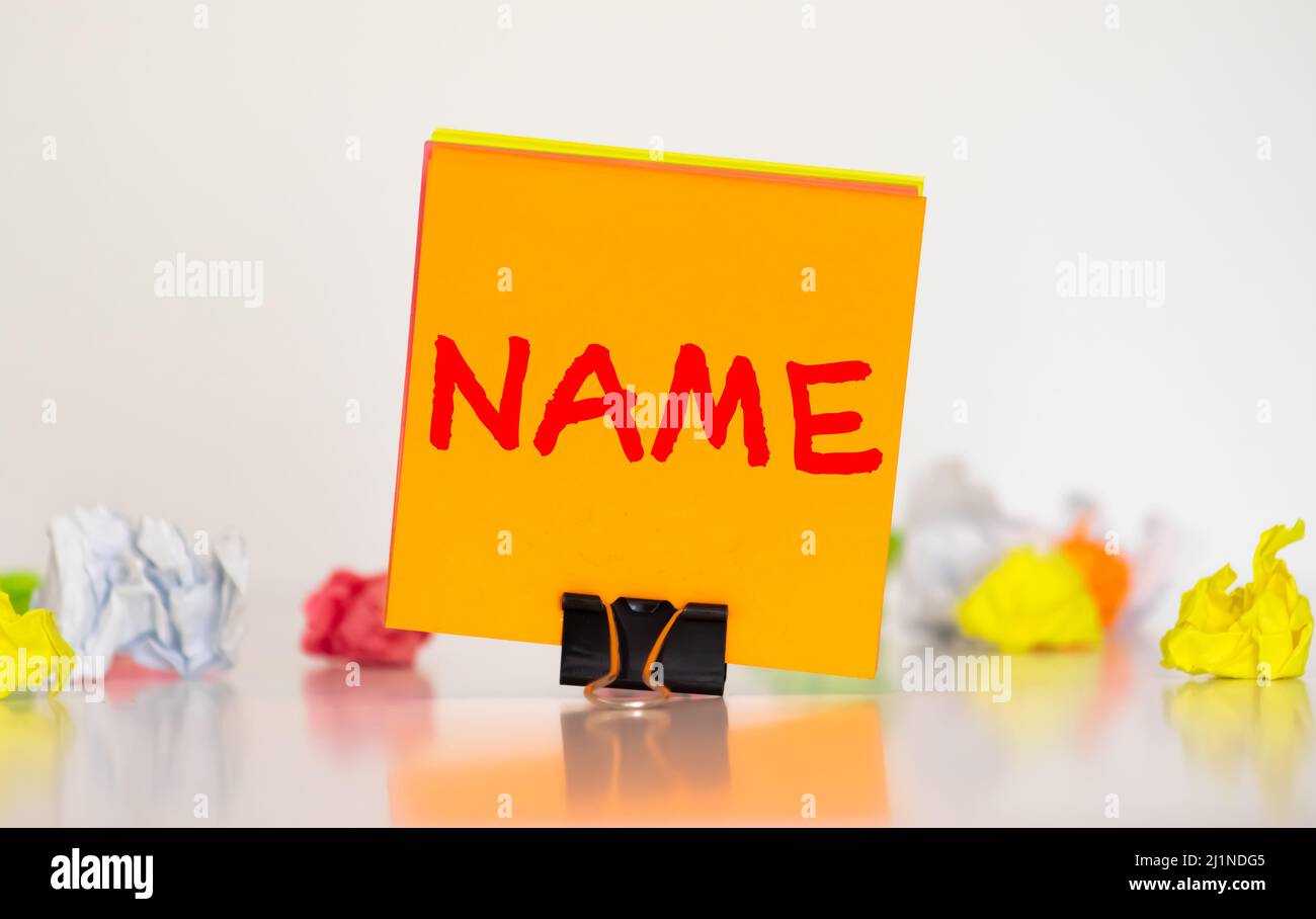 NAME word written on wood block. NAME text on wooden table for your ...