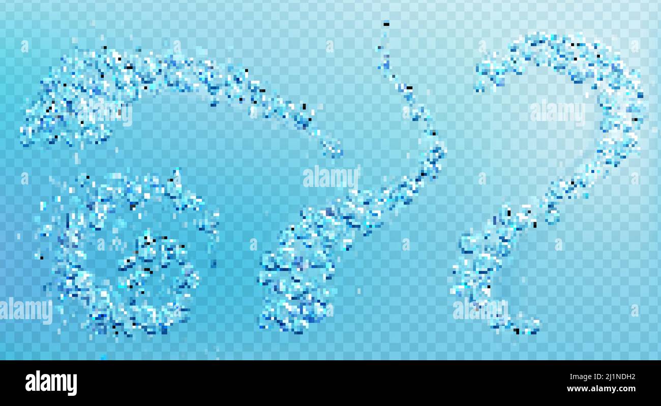 Air bubbles, effervescent water fizz set. Dynamic aqua motion, randomly ...