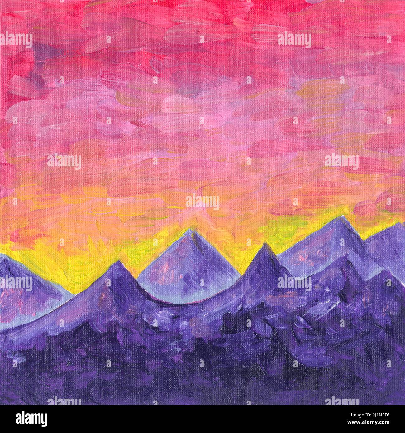 Scenic view. Landscape with mountains. Artistic oil painting Stock ...