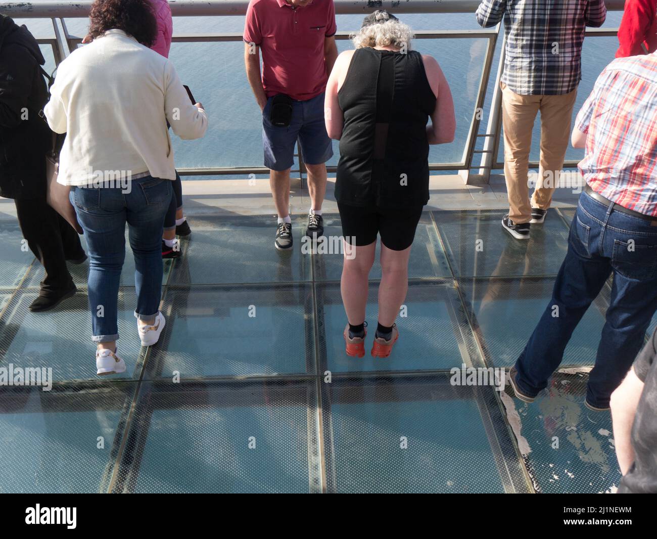 Tourists standing on glass pavement Cabo Girao Camara De Lobos Madeira ...